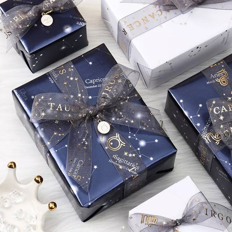 Zodiac Star Sign Astrology Ribbon Astrological Black Organza - Etsy