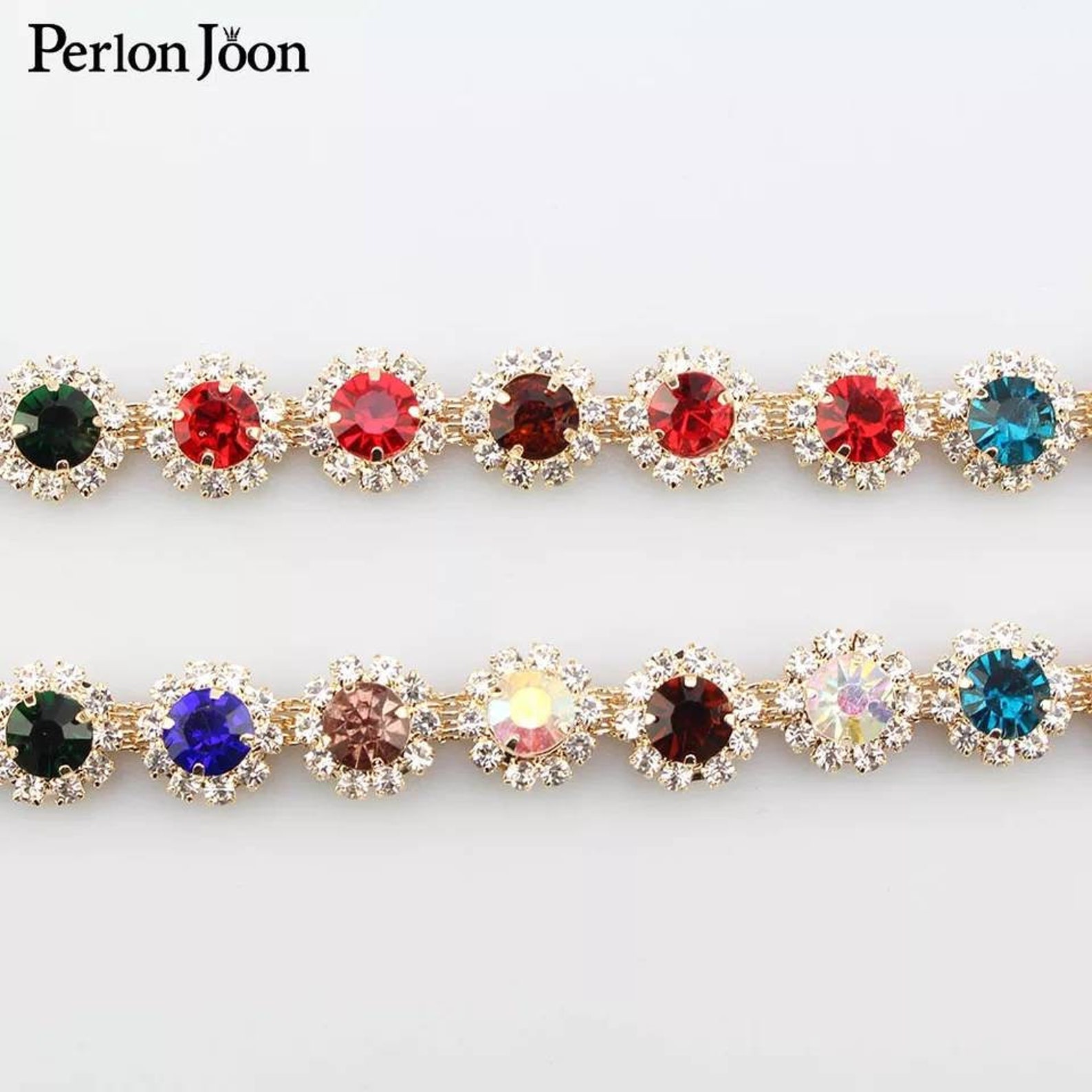 Rhinestone Colourful Multicolour 1-5 YARDS Trim Sparkling - Etsy