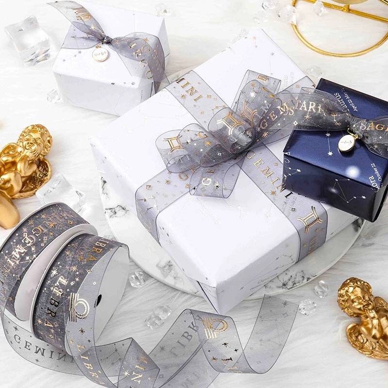 Zodiac Star Sign Astrology Ribbon Astrological Black Organza - Etsy