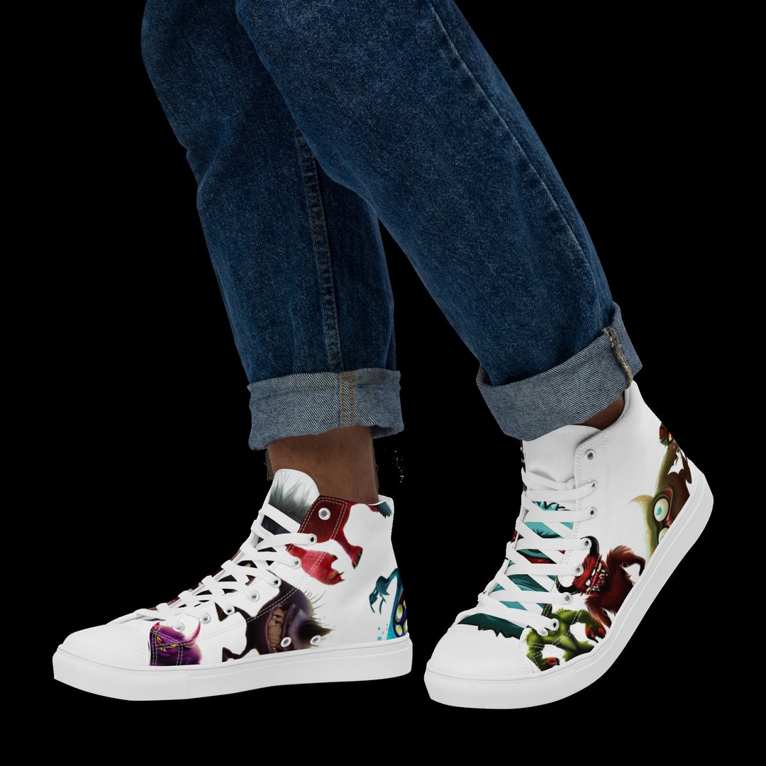 Scary Cartoon Monsters Men’s High Top Canvas Shoes - Etsy
