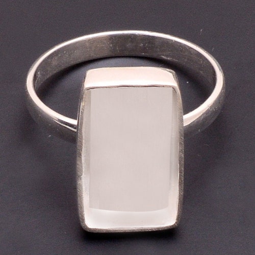 Sterling Silver Square Stone Setting Bezel Cup Ring - Etsy