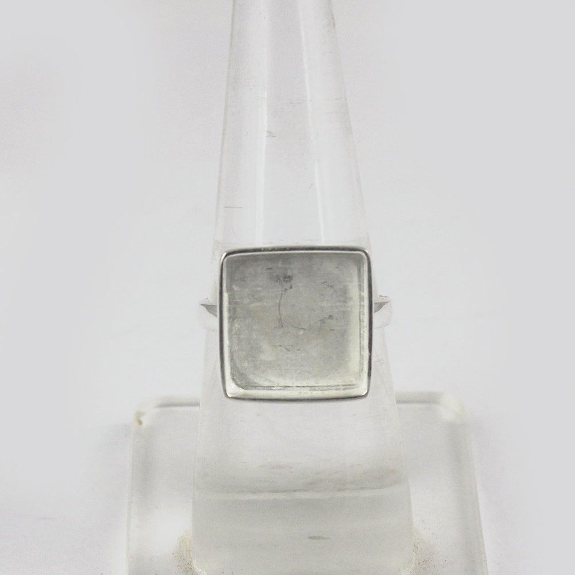 Sterling Silver Square Stone Setting Bezel Cup Ring - Etsy