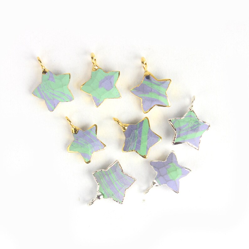 Blue Purple Mojave Turquoise star shape Electroplating gold | Etsy