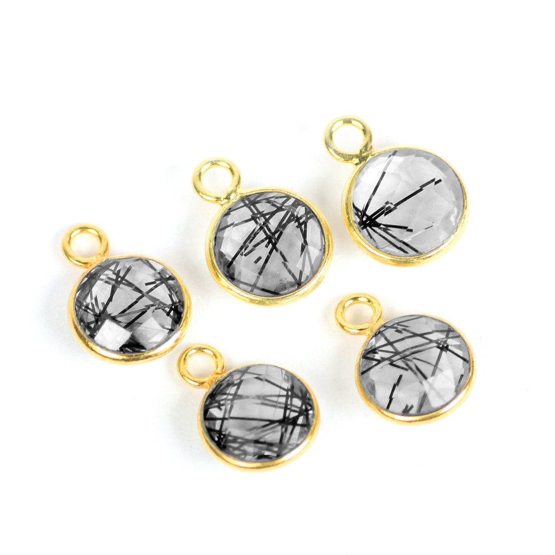 Synthetic Rutilated Quartz 8 MM Round Bezel Pendant - Etsy