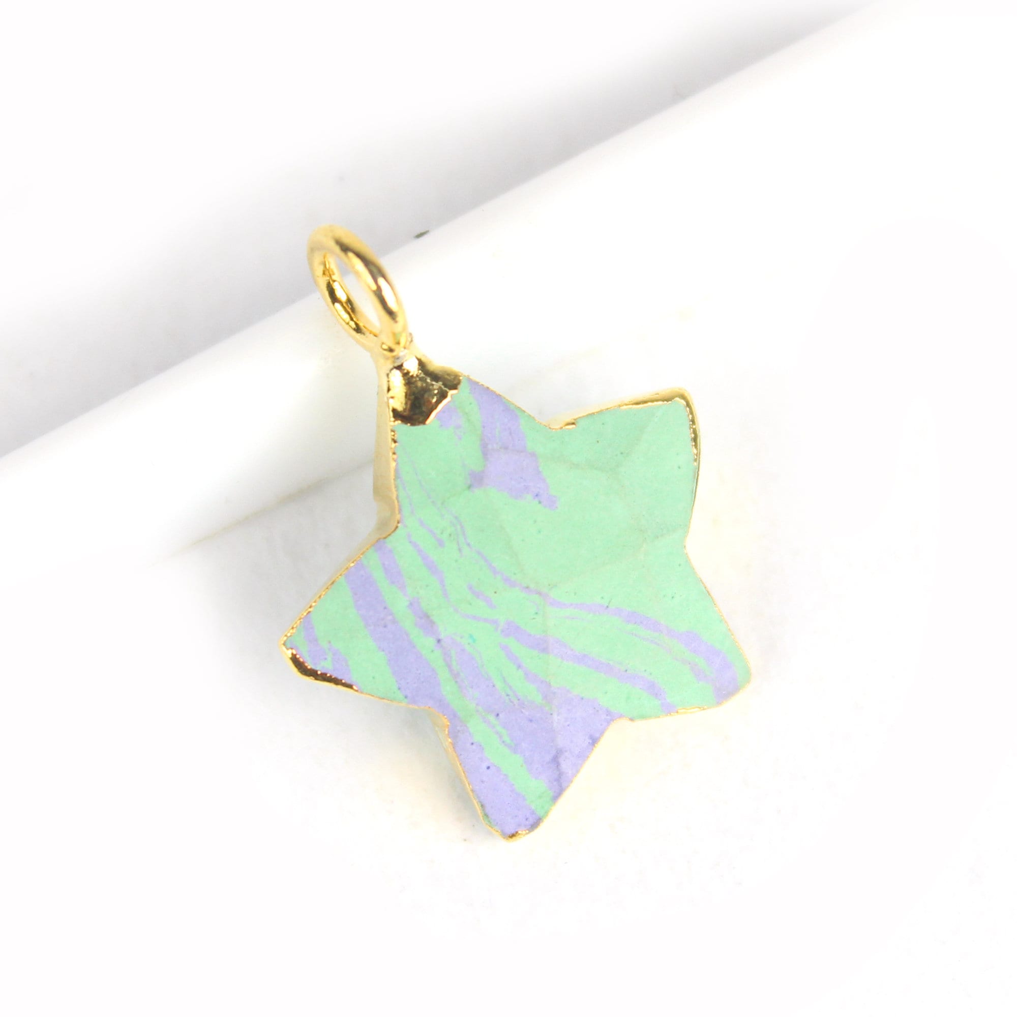 Blue Purple Mojave Turquoise star shape Electroplating gold | Etsy