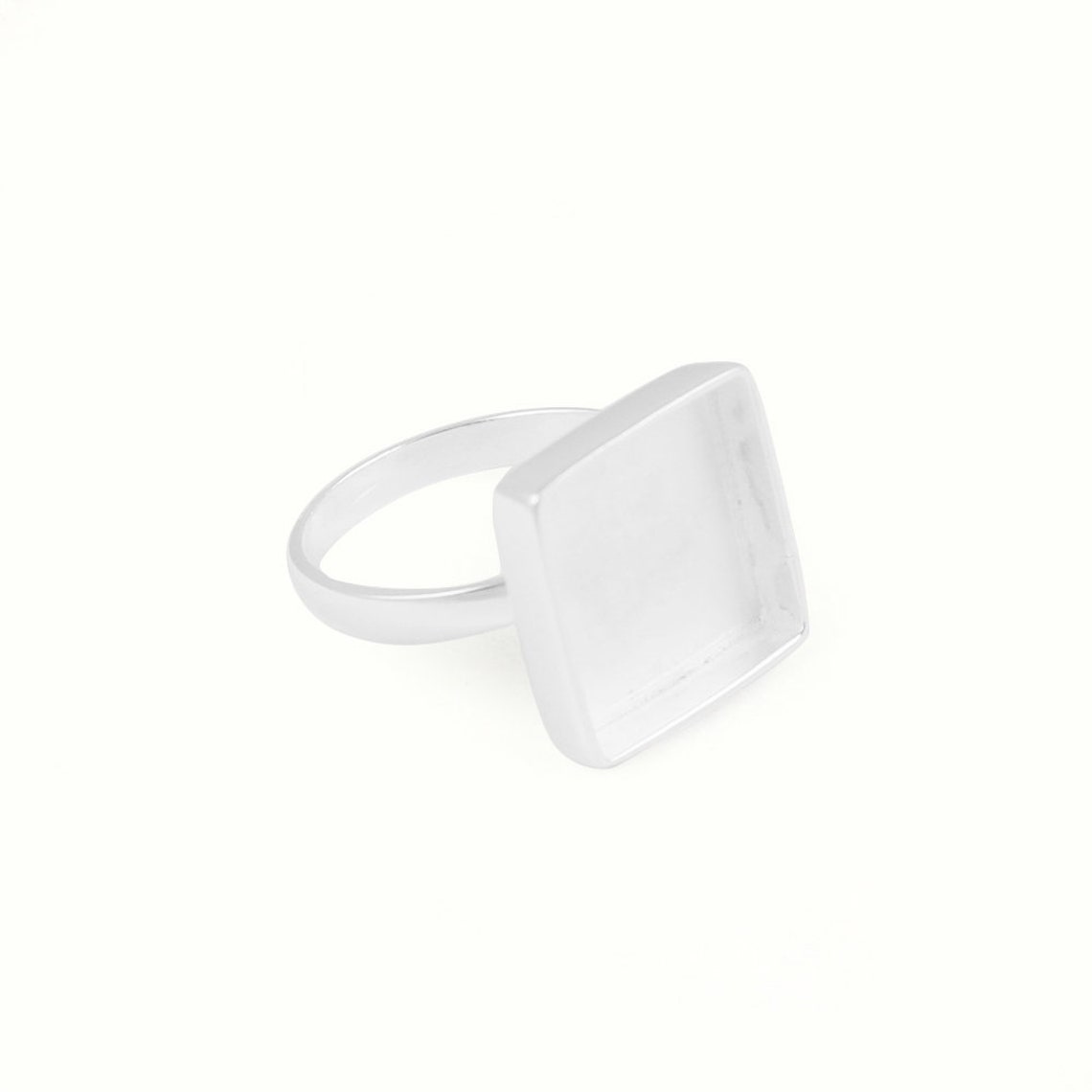 Sterling Silver Square Stone Setting Bezel Cup Ring - Etsy