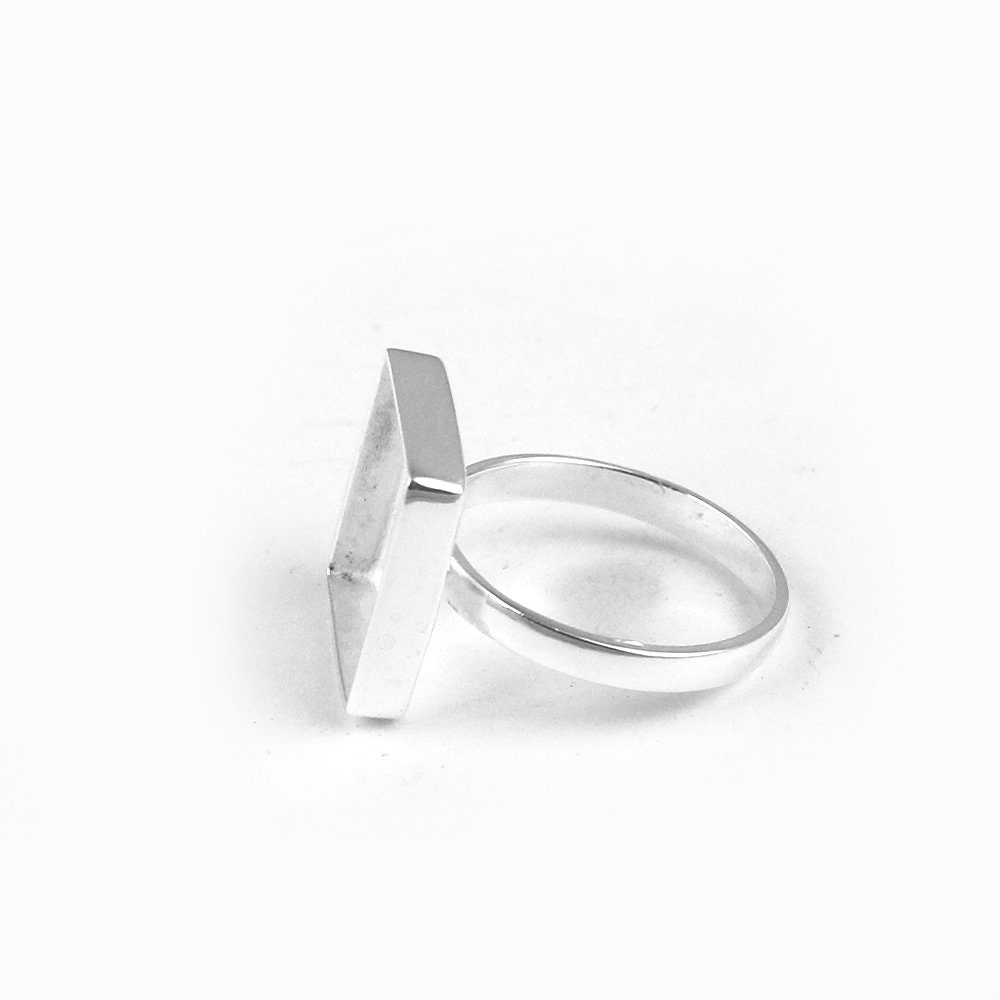 Sterling Silver Square Stone Setting Bezel Cup Ring - Etsy