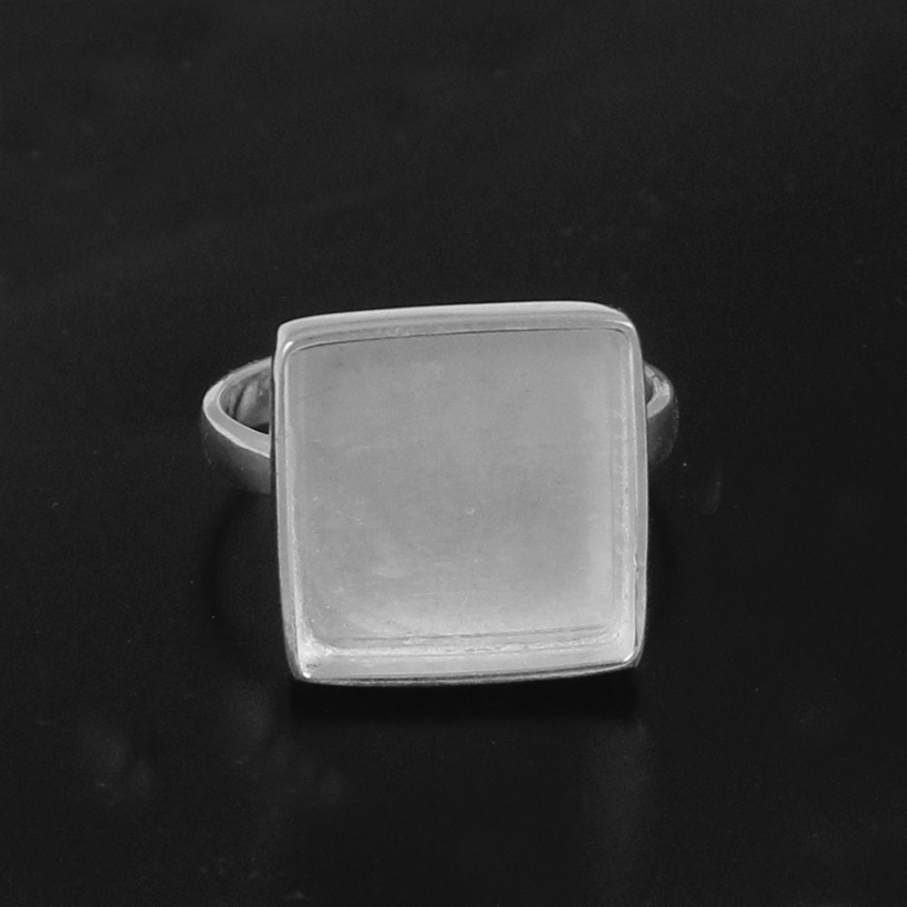 Sterling Silver Square Stone Setting Bezel Cup Ring - Etsy