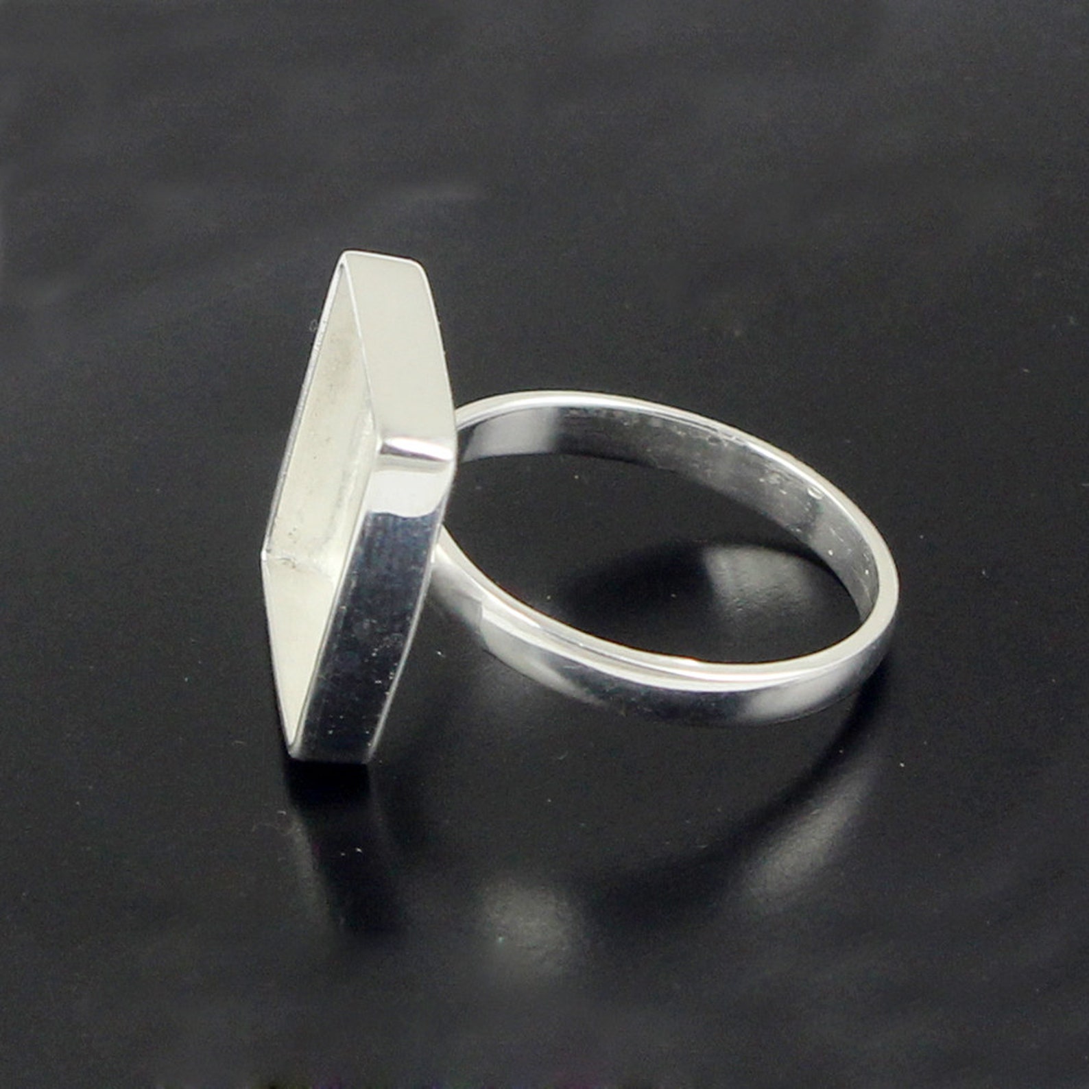 Sterling Silver Square Stone Setting Bezel Cup Ring - Etsy