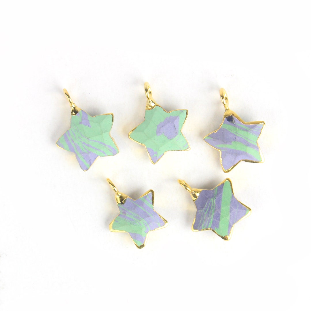 Blue Purple Mojave Turquoise Star Shape Electroplating Gold - Etsy