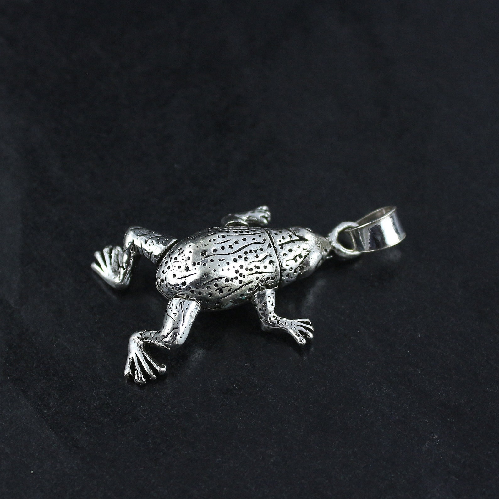 925 Solid Silver Frog Pendant Animal Jewellery | Etsy