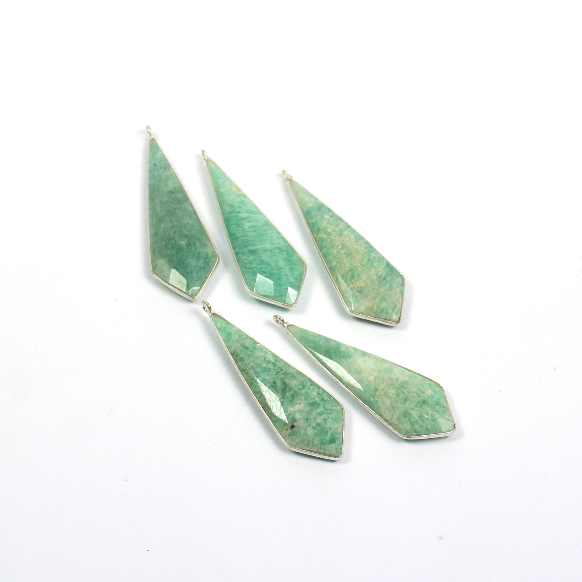 Amazonite Gemstone Kite Shape Bezel 15x45 MM Size Stone - Etsy