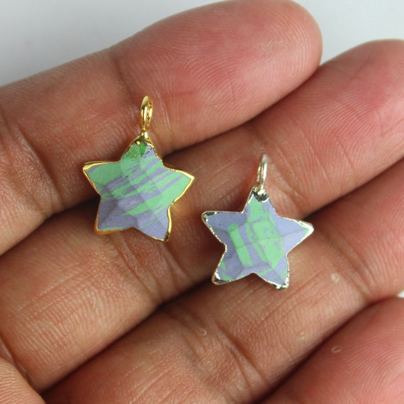 Blue Purple Mojave Turquoise star shape Electroplating gold | Etsy