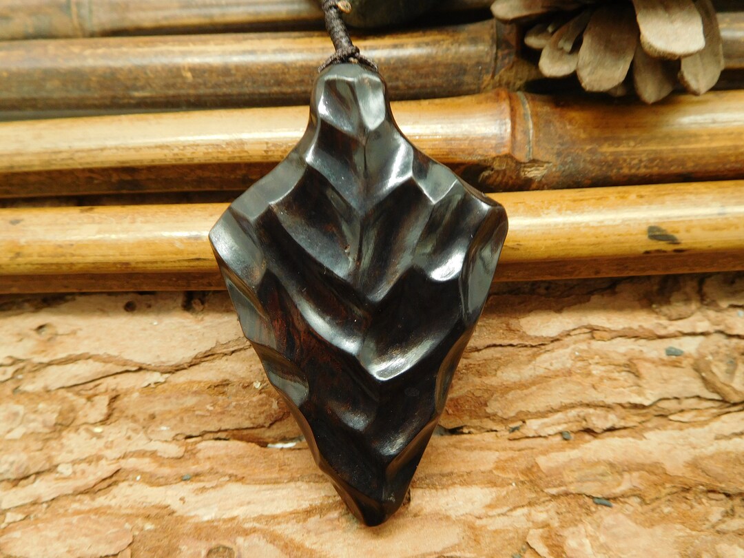 Ebony Wood Carving Triangle Necklace: Viking Style Jewelry - Etsy