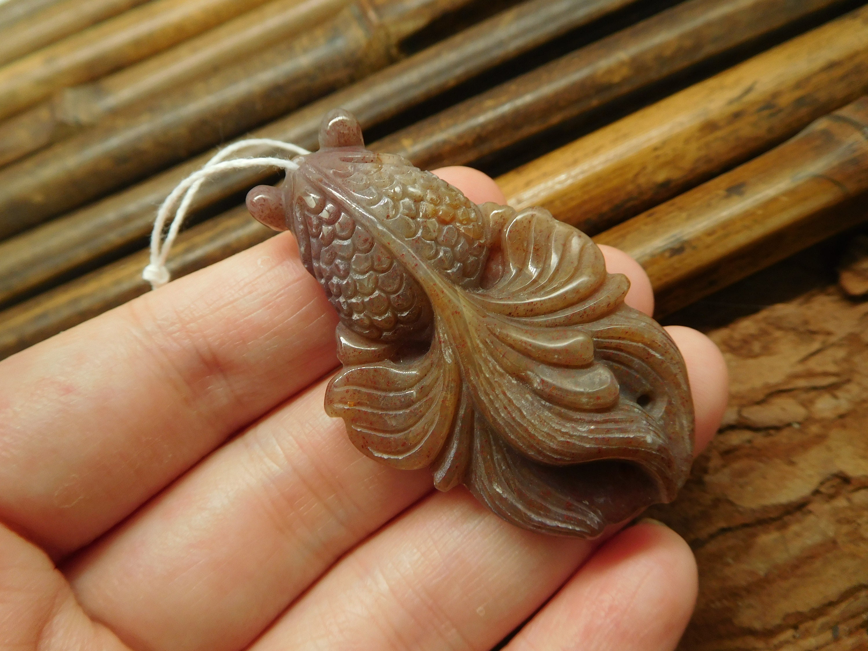 Carving Gold Fish Gemstone. Natural Fancy Agate B2431 - Etsy