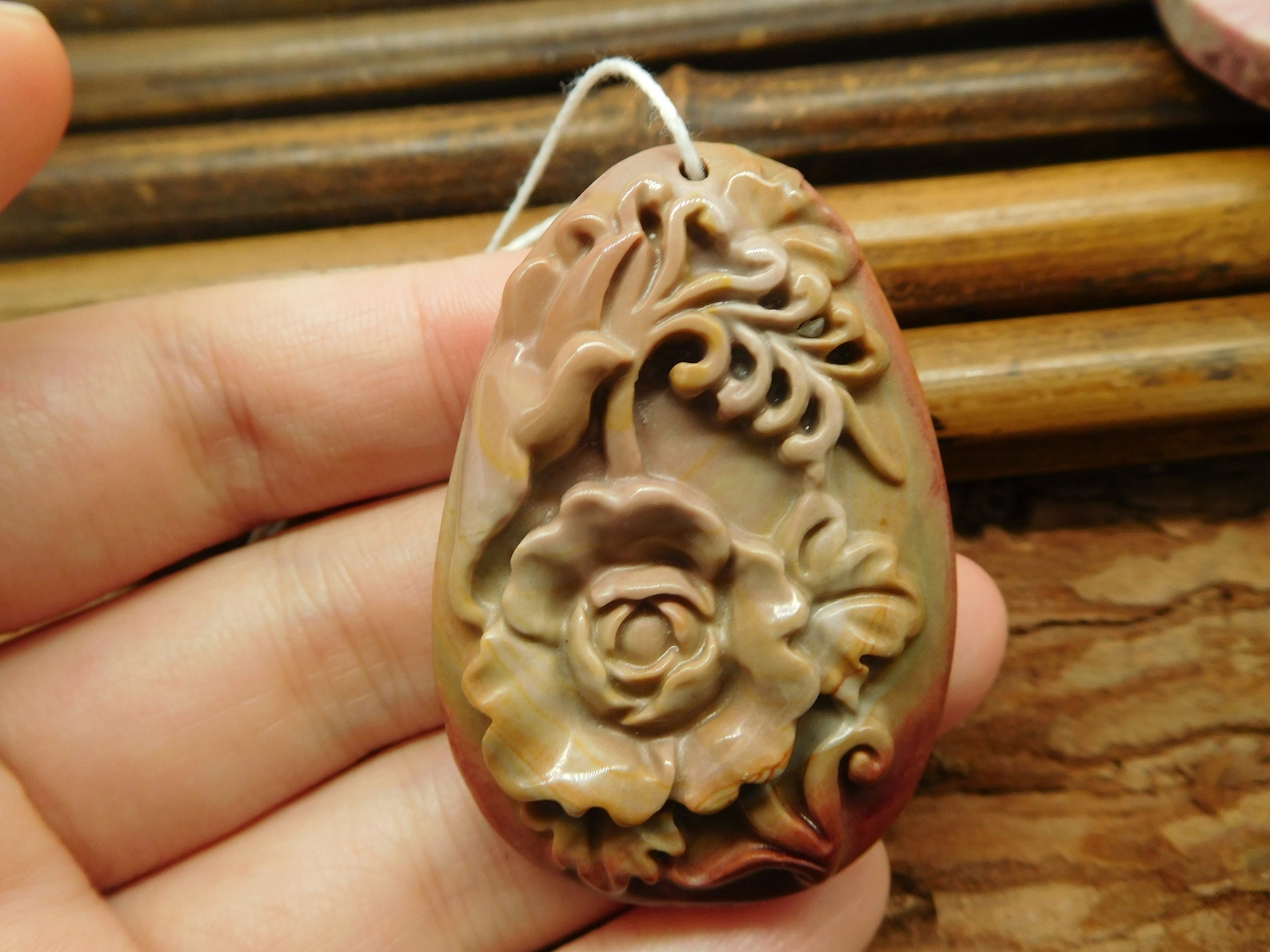 Handmade Flower Gemstone Bead. Natural Flower Jewelry Gift for Woman ...