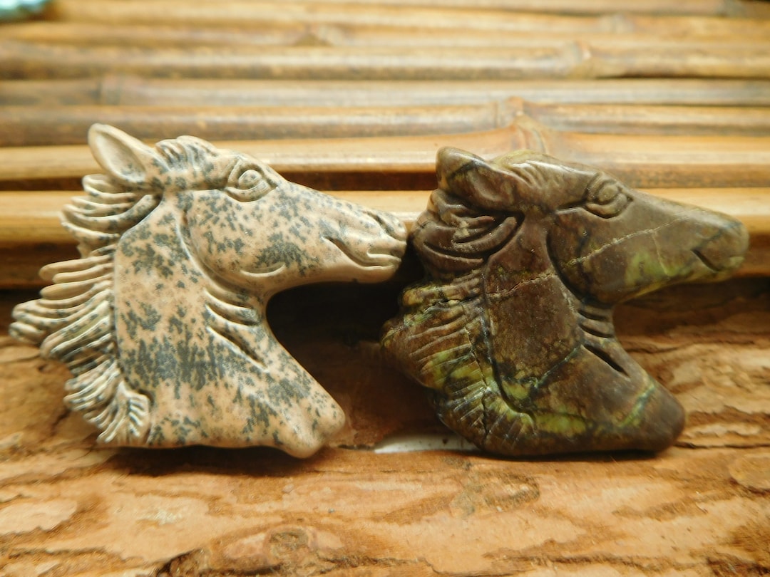 Natural Serpentine Horse Head. Chohua Jasper Horse Pendant. Gemstone ...