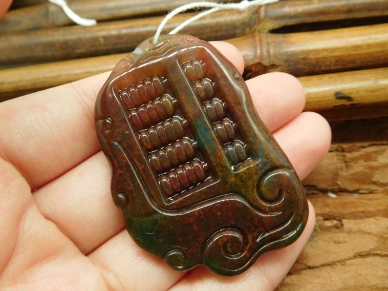 Carved Abacus Indian Agate Jewelry. Agate Pendant Natural | Etsy