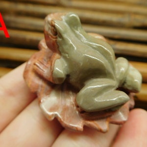 Carved Succor Creek Picture Jasper Frog. Fossil Jasper. Gemstone Frog ...