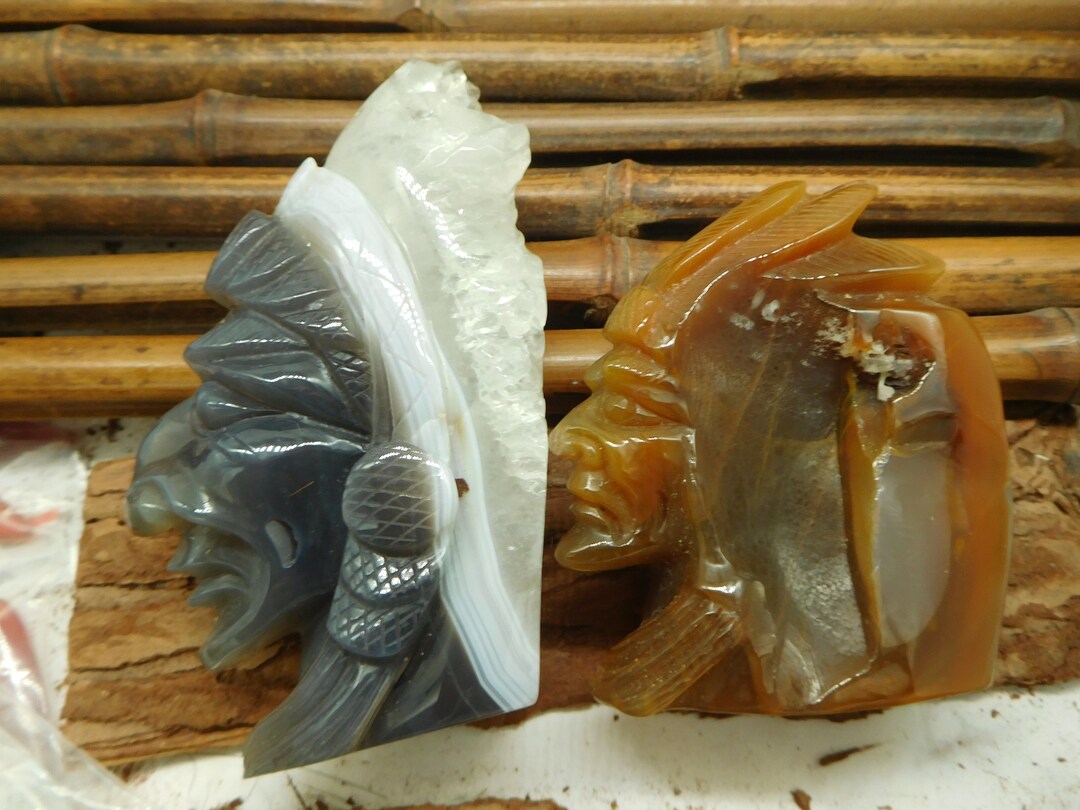 Carve Geode Agate Tribe Decoration. Warrior Figurine. Natural Stone ...