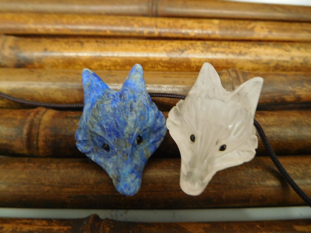 Carved Lapis Lazuli Fox. Vivid Fox Necklace. Animal Lover. Gemstone ...