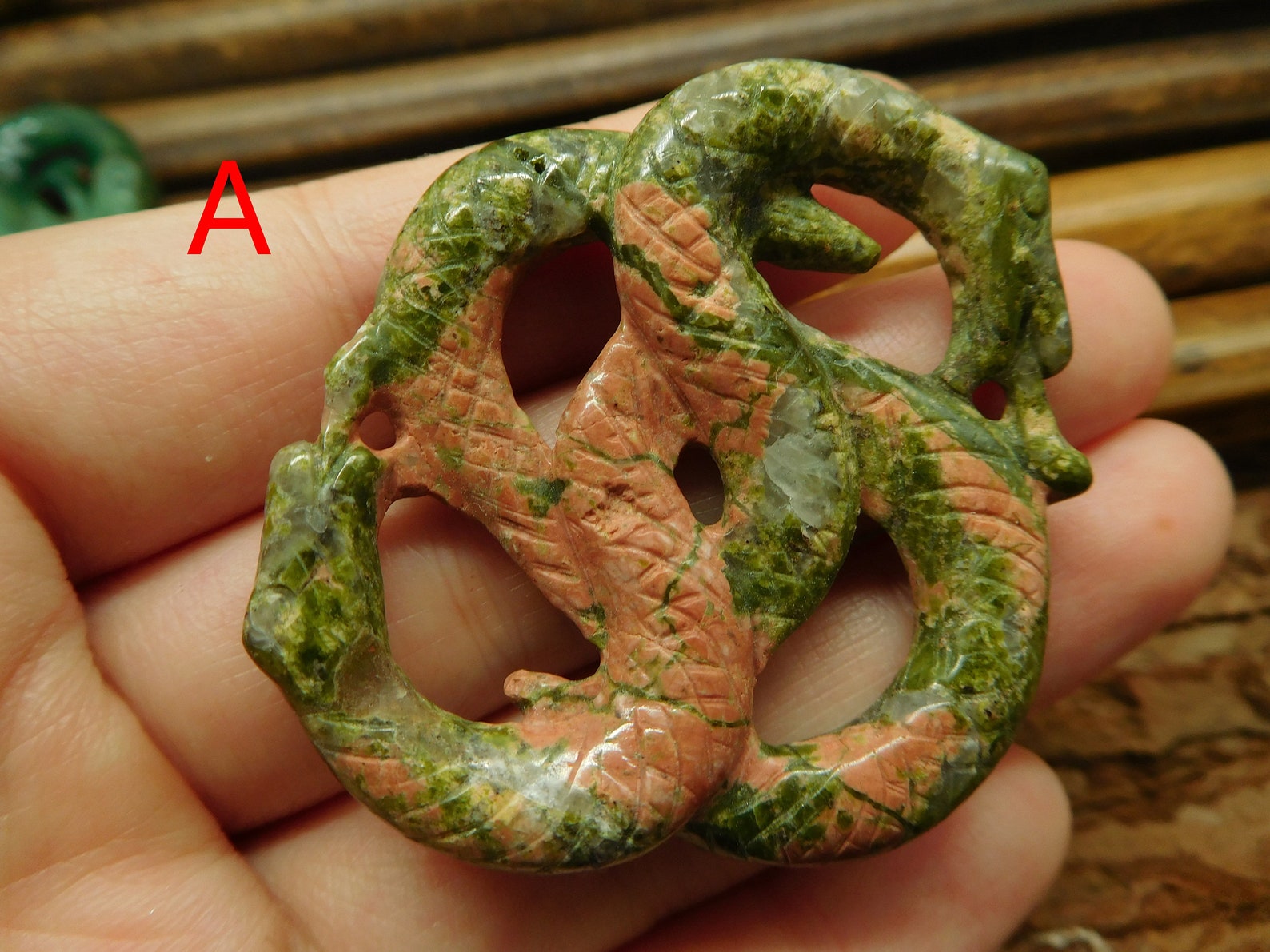 Handmade Gemstone Snake Pendant Bead C1222 - Etsy