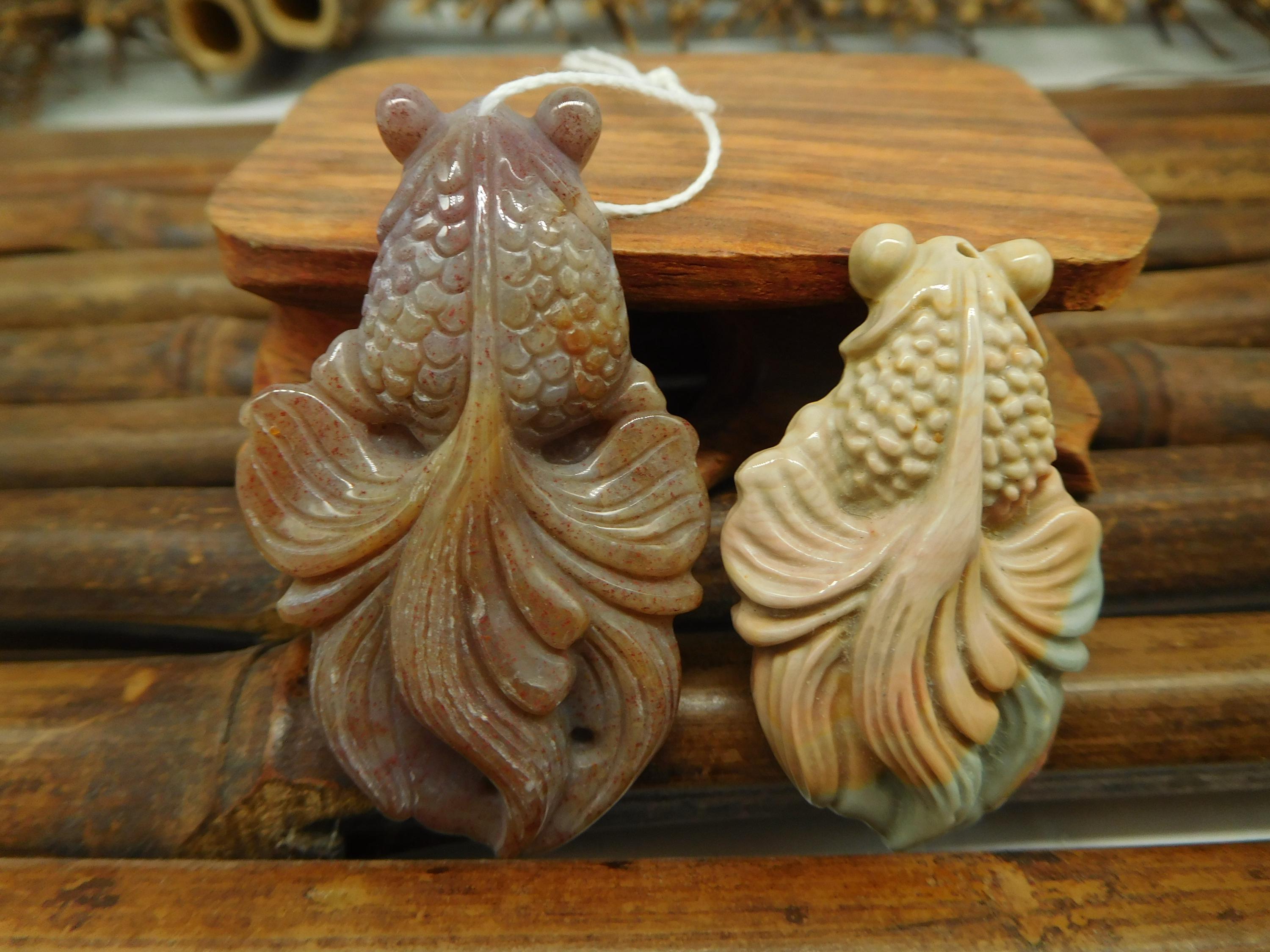 Carving Gold Fish Gemstone. Natural Fancy Agate. Handmade Gift. Carve ...