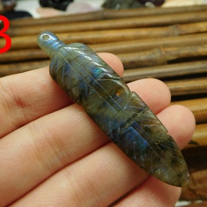 Carve Crystal Feather Pendant. Labradorite Carved Feather. Gemstone ...