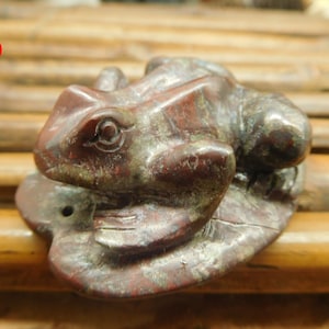 Carved Succor Creek Picture Jasper Frog. Fossil Jasper. Gemstone Frog ...