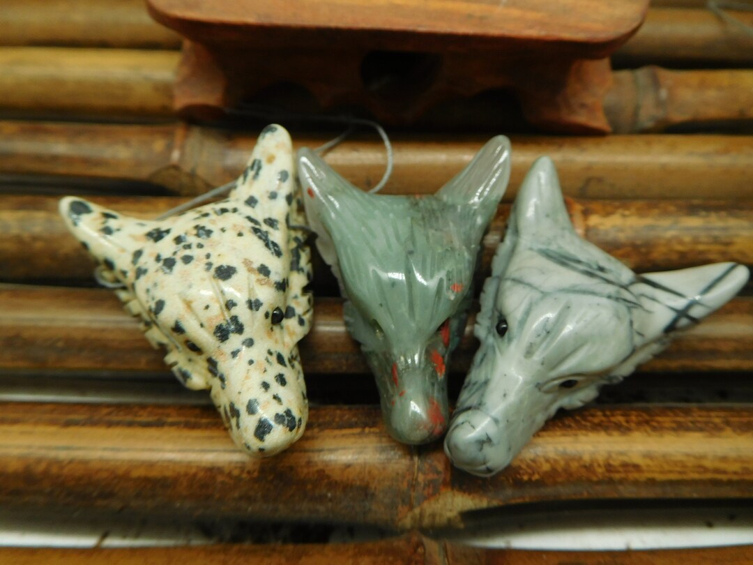 Wolf Head Bead. Picasso Jasper Wolf Jewelry. Howling Wolf Pendant ...