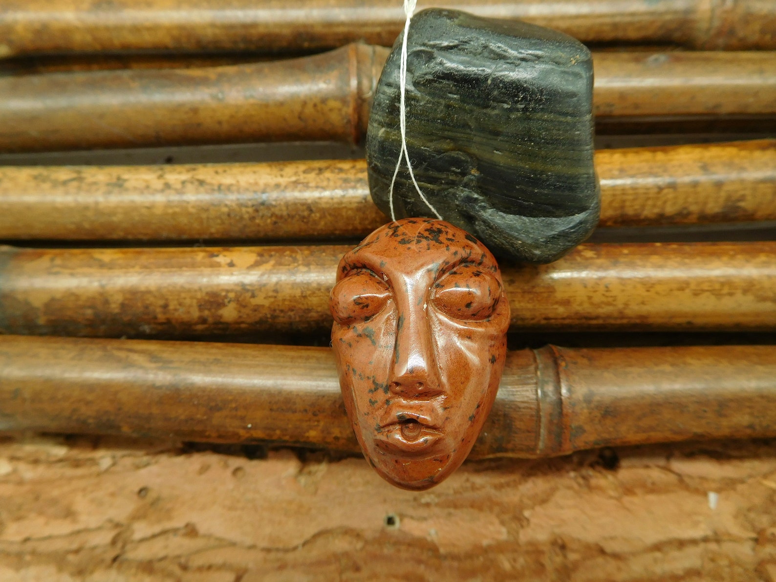 Mahogany Obsidian Carving Alien Bead. Carving Gemstone - Etsy