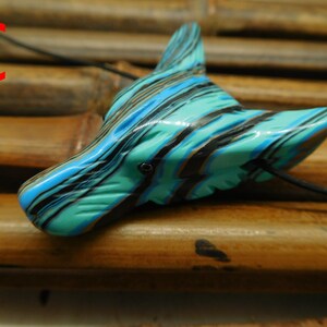 Carved Rainbow Jasper Wolf Pendant. Mix Color Gemstone. Rainbow Jasper ...