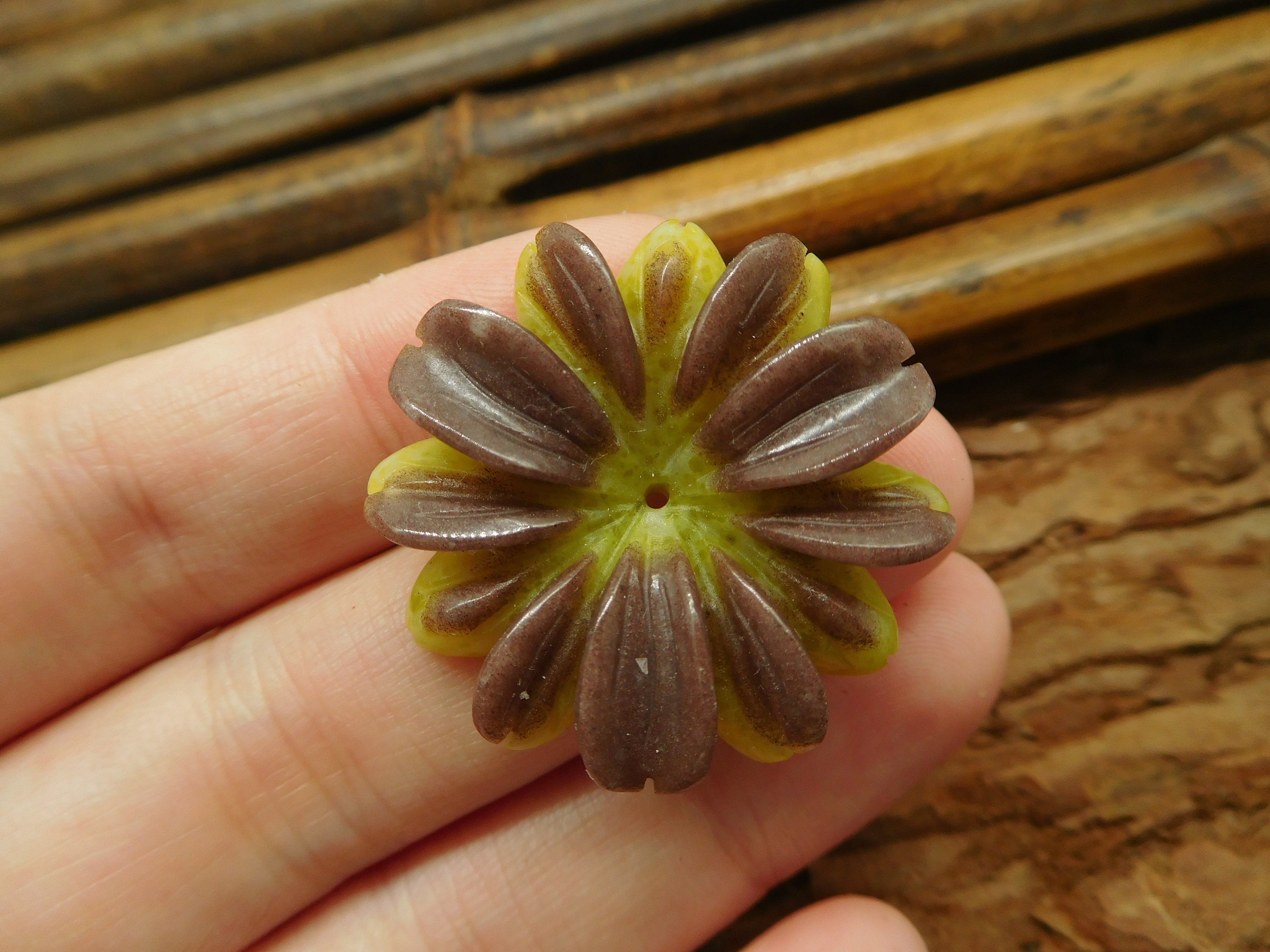 Natural Jasper Flower Pendant. Gemstone Jewelry B2670 | Etsy