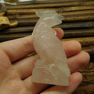 Rose Quartz Raven Carving Stone. Pink Bird Bead. Carving Pink Quartz ...