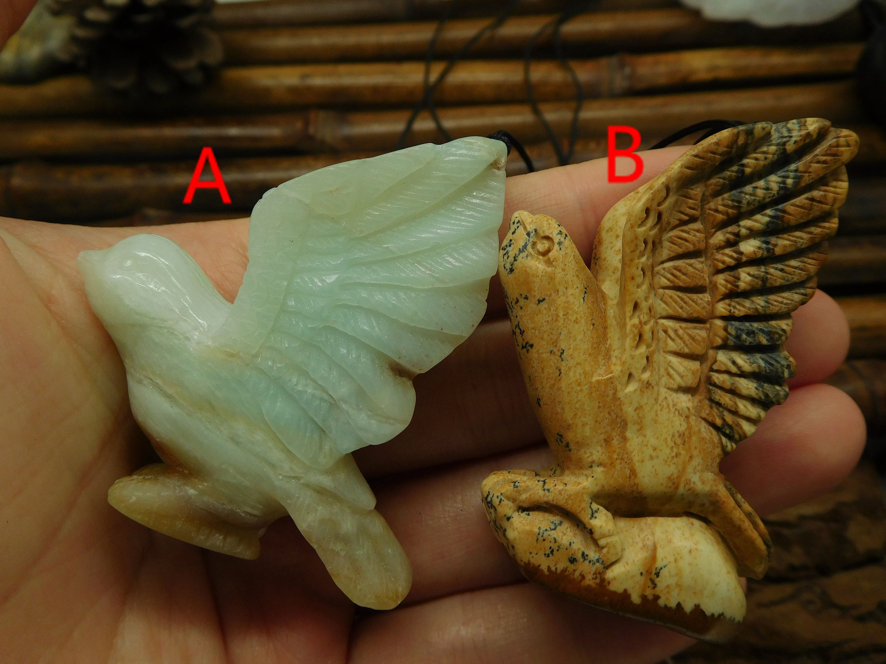 Carving Bird Gemstone. Natural Gemstone Necklace. Natural | Etsy