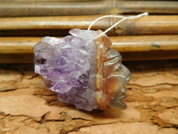 Carving Amethyst Tribe Head. Natural Stone. America Indian | Etsy