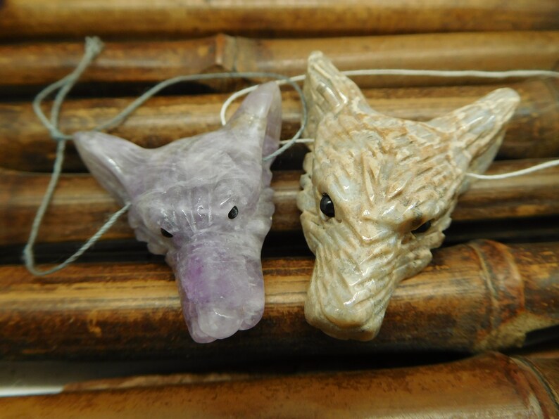 Spirit Wolf Necklace. Amethyst Wolf. Carved Wolf Jewelry. - Etsy