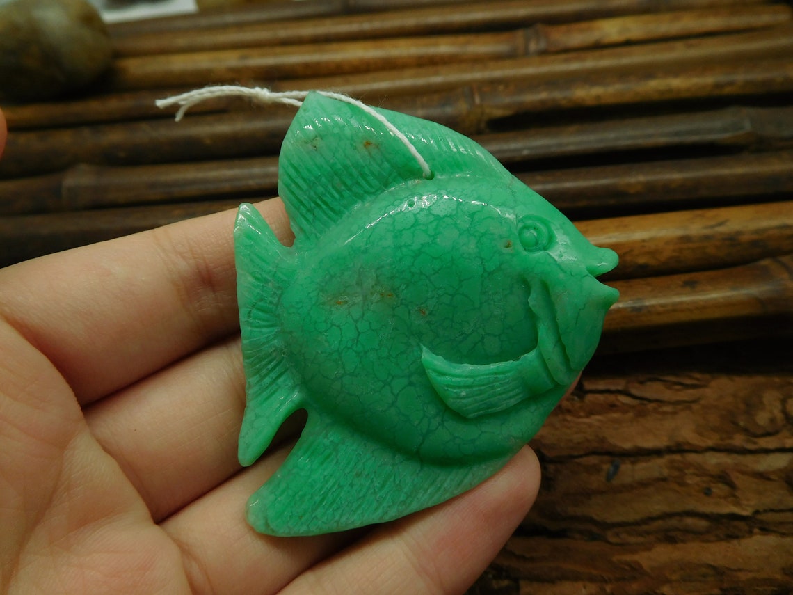 Chrysoprase Fish Carving. Natural Stone Carving. Day of the Dead ...