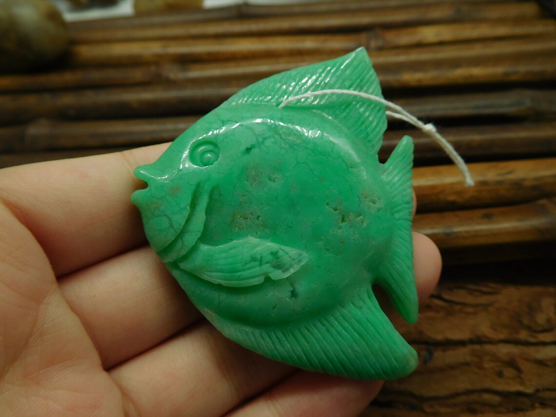 Chrysoprase Fish Carving. Natural Stone Carving. Day of the Dead ...