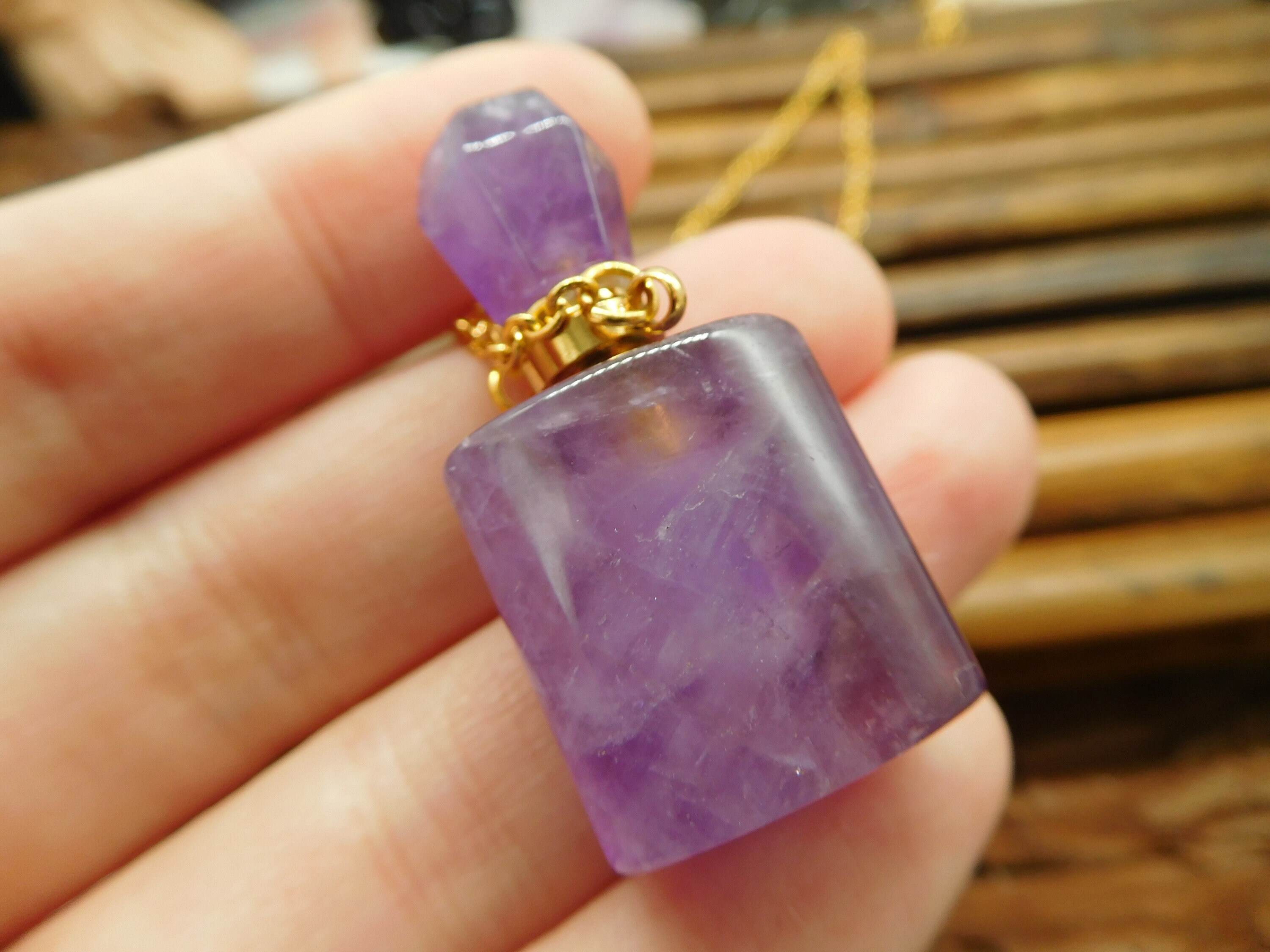 Mini Perfume Necklace. Crystal Carve Perfume Pendant. Amethyst | Etsy