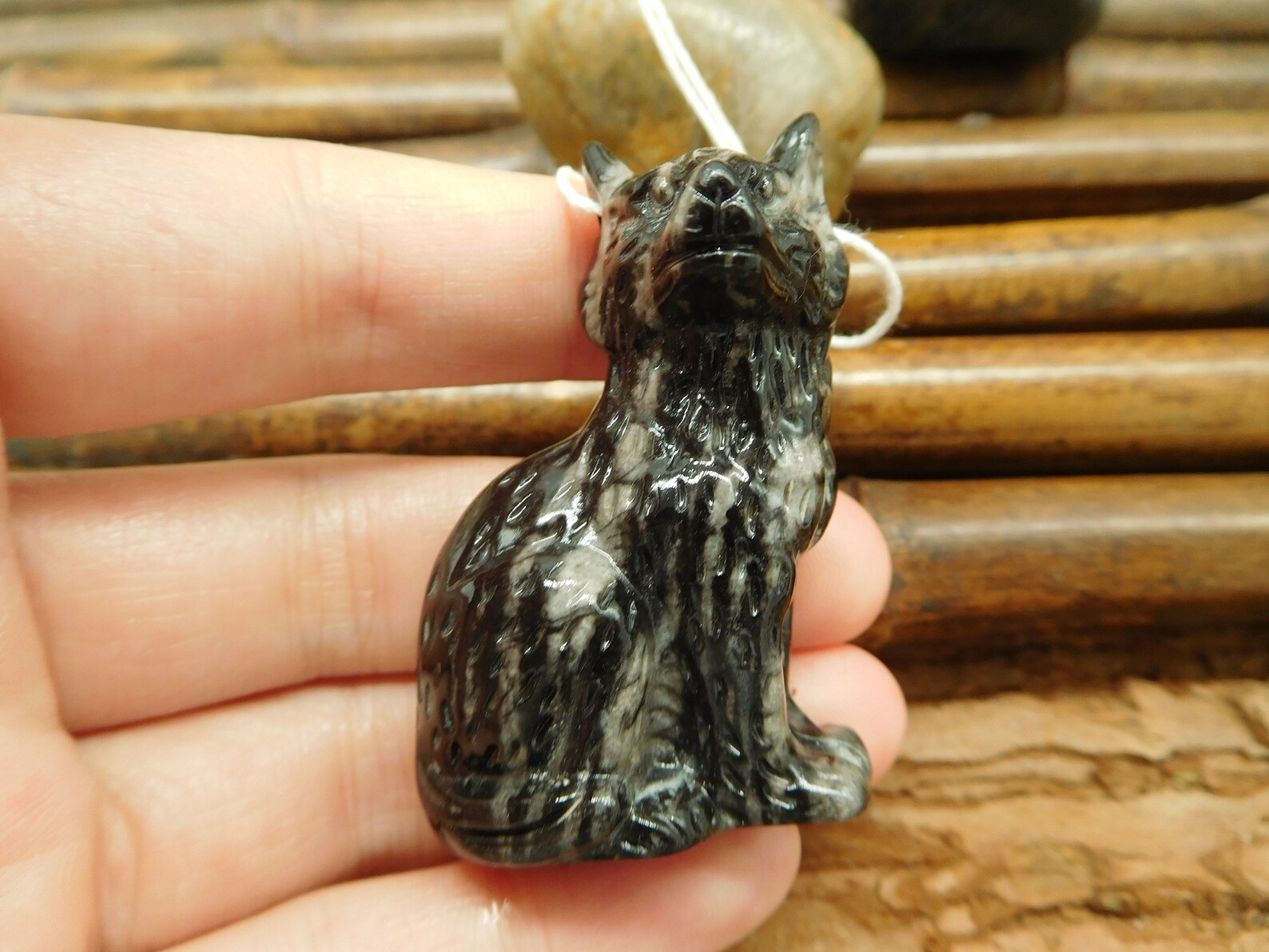 Carved Wolf Bead. Picasso Jasper Dog. Wolf Jewelry. 3D Animal. - Etsy
