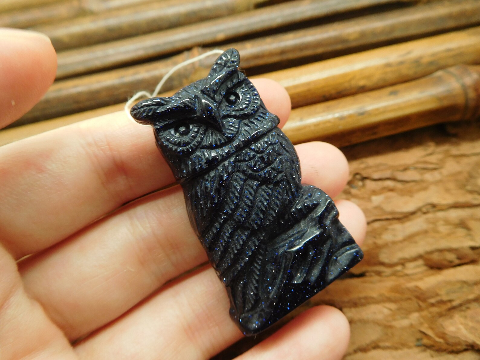 Blue Sand Sun Sitara Owl. Owl Pendant. Gemstone Carving. Owl | Etsy