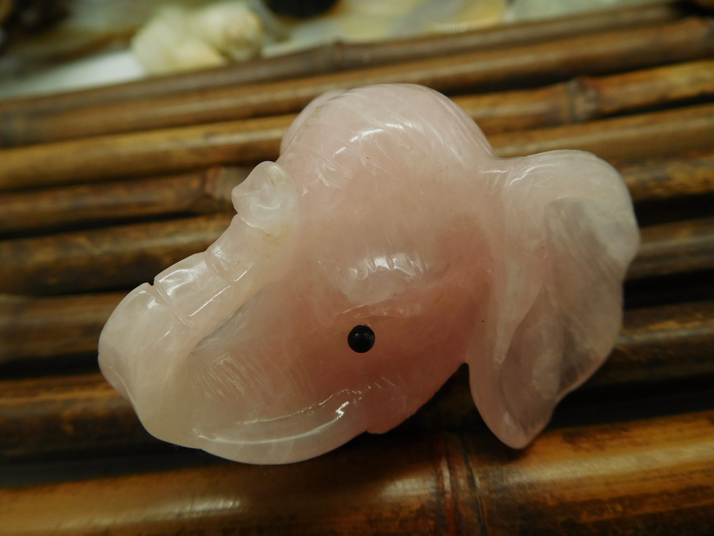 Rose Quartz Carved Pink Gemstone Animal. Pink Elephant Gift for Him ...
