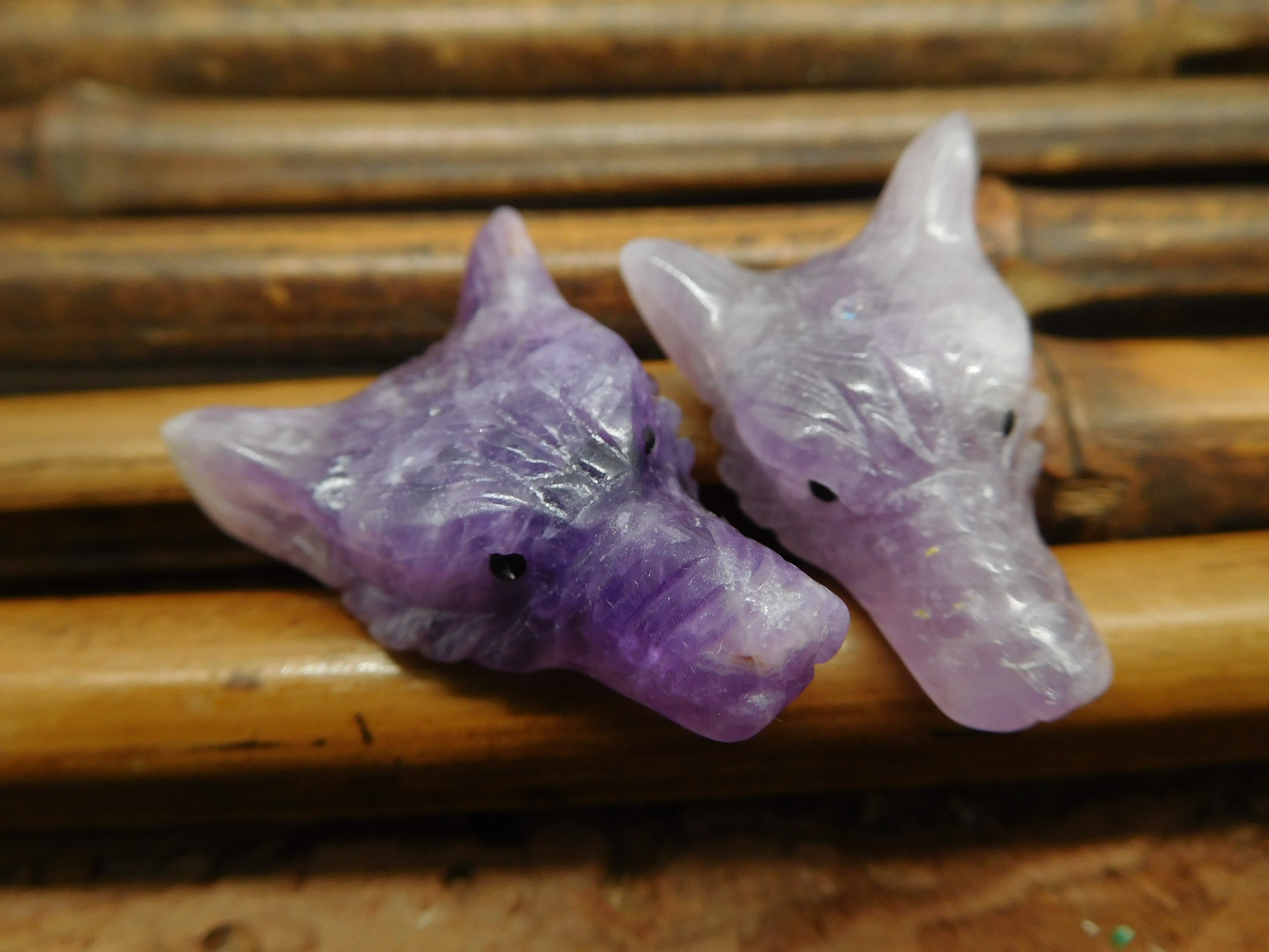 Spirit Wolf Necklace. Amethyst Wolf. Carved Wolf Jewelry. | Etsy