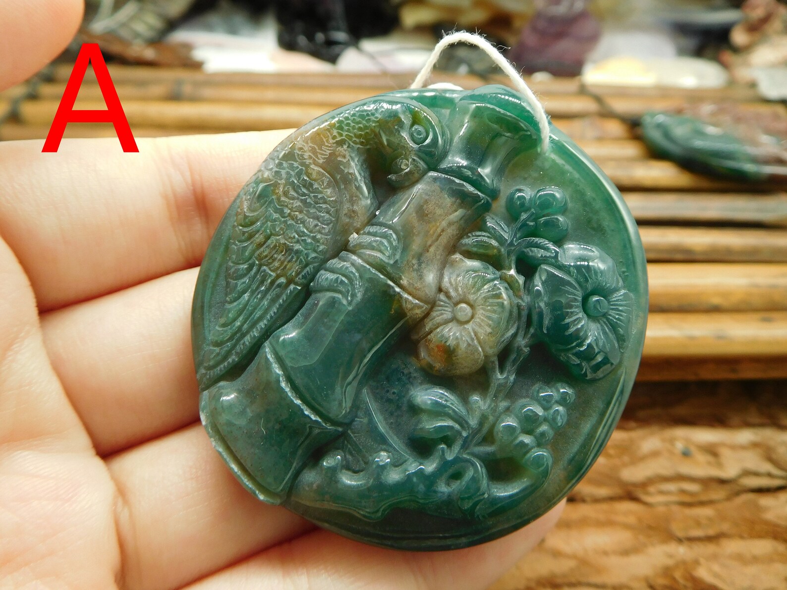 Carved Bird With Flower. Fancy Agate Carving Bead. Floral - Etsy
