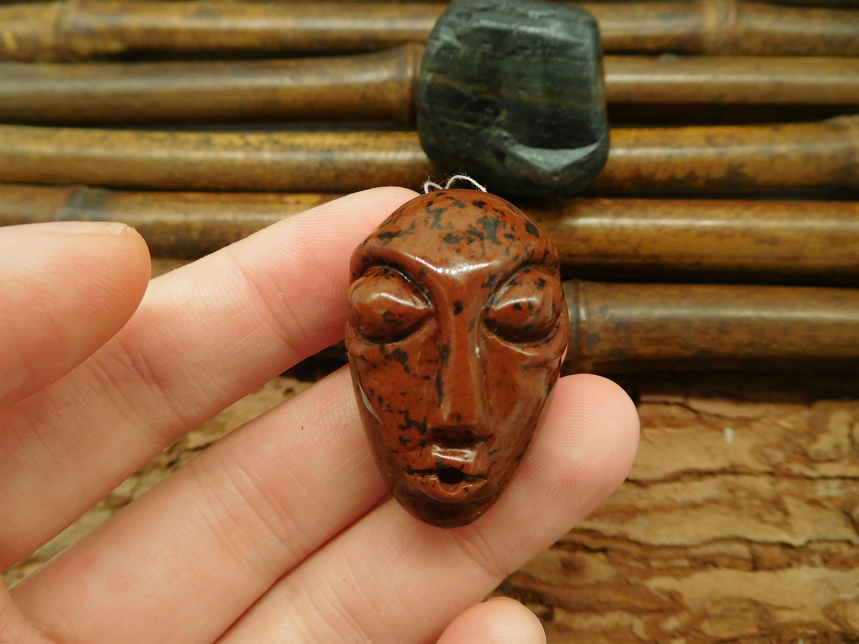 Mahogany Obsidian Carving Alien Bead. Carving Gemstone - Etsy