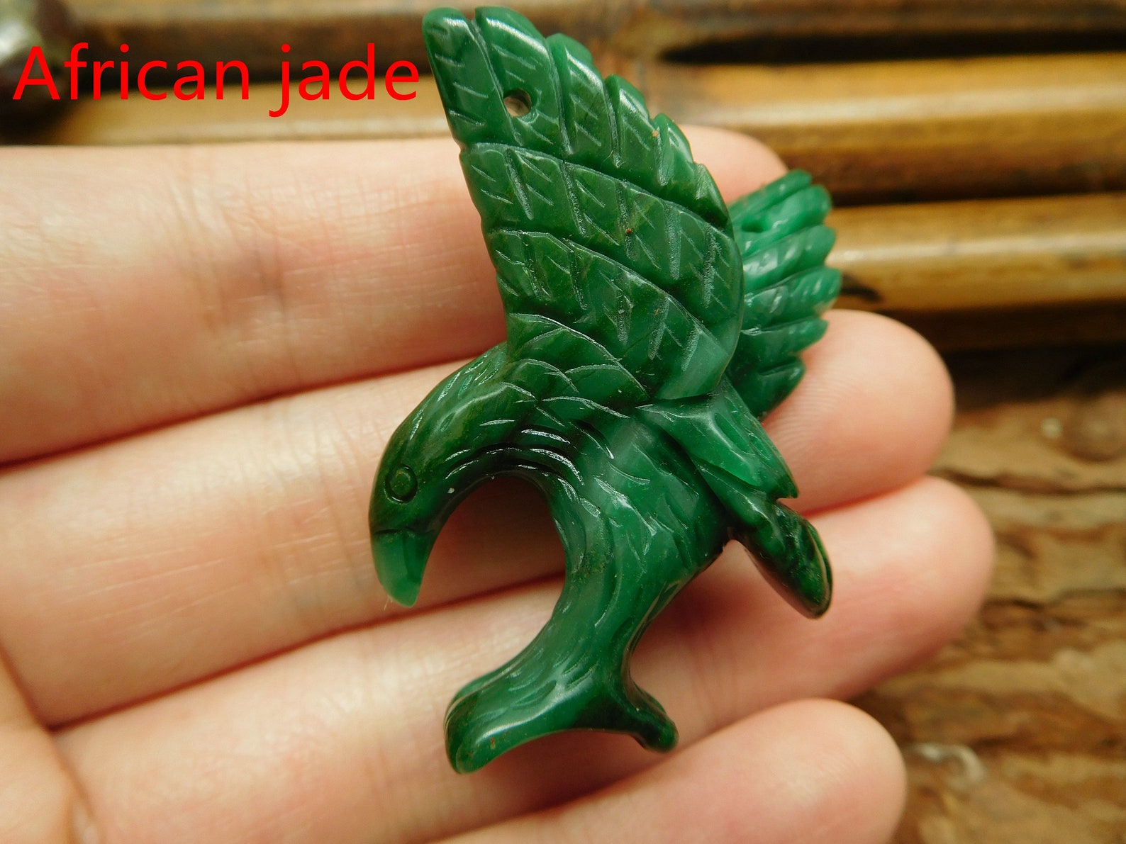 Gemstone Carved Raven Pendant. Handmade Raven Flying Animal - Etsy