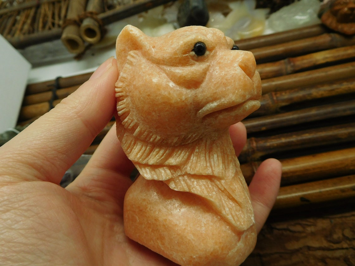 Handcarved Orange Jasper Wolf. Wolf Gift. Orange Gemstone Wolf. Wolf ...