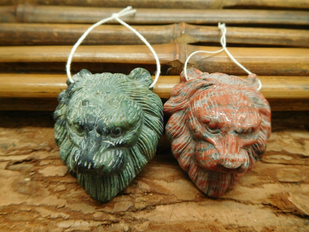 Carving Ocean Kambaba Gemstone Jewellery Pendant. Lion Beads ...