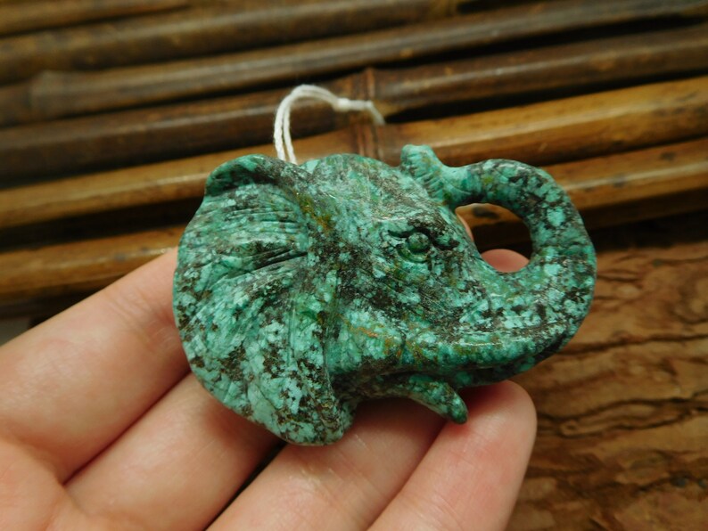 African Turquoise Animal Carving Elephant Bead. Green Animal - Etsy